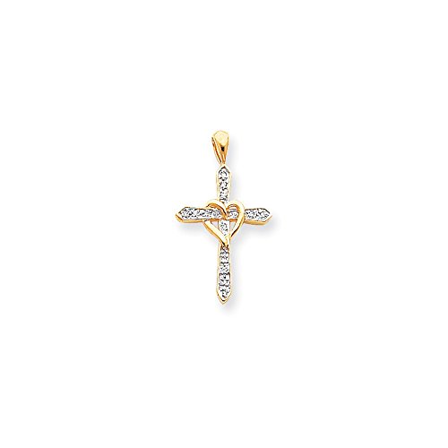 14K Yellow Gold AA Diamond Cross Pendant