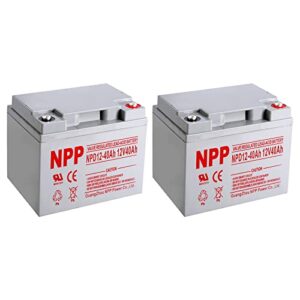 npp npd12-40ah (2 pcs) 12v 40ah 12volt rechargeable agm deep cycle sla battery button style terminals in series 24v 36v 48v wheelchair,pv solar panels bat-caddy x3r golf caddy