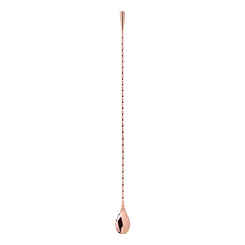 Viski Copper Weighted Stainless Steel Barspoon, Japanese Style Twisted Stem Handle, Teardrop Weight