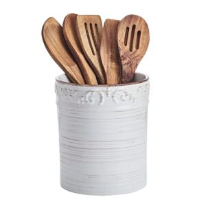 Pfaltzgraff Trellis Utensil Crock, 7x6 inch, White