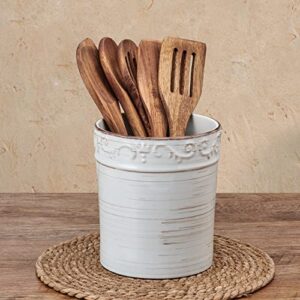 Pfaltzgraff Trellis Utensil Crock, 7x6 inch, White