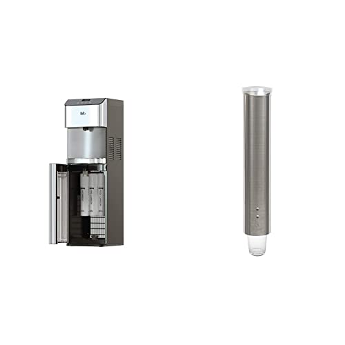 Brio Moderna UV Self Cleaning Bottleless Water Cooler Dispenser with Filtration & Avalon Stainless Steel Adjustable Pull Type Cup Dispenser, 4-10 oz Cups, Dent Proof, Fingerprint Resistant