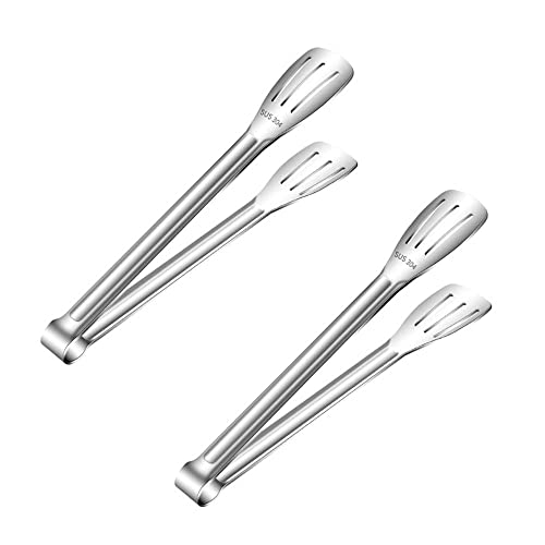 Serving Tongs Kitchen Tongs,Buffet Tongs, Silicone Non-slip Grip Tongs， Food Tong Serving Tong, Bread Serving Clip, Stainless Steel Kitchen Tongs (silver 12in-green handle)