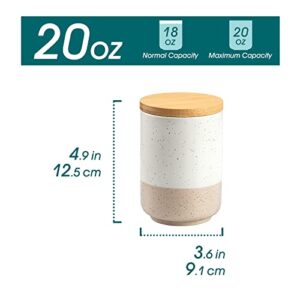 vancasso Sabine Canister Sets for Kitchen Counter, 20 OZ and 40 Oz Ceramic Food Storage Jars with Airtight Wood Lids, Large Kitchen Canisters for Coffee, Sugar, Tea, Flour, Spice