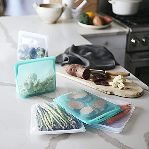 Stasher Silicone Reusable Storage Bag, Sandwich (Aqua) | Food Meal Prep Storage Container | Lunch, Travel, Makeup, Gym Bag | Freezer, Oven, Microwave, Dishwasher Safe, Leakproof