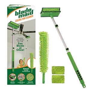 blade maid ceiling fan cleaner- cleaning tool with 3 foot extendable pole, cleaning head, reusable fiber duster, & flexible brush