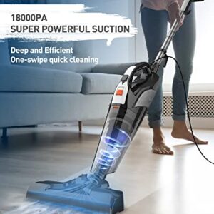 Hihhy Stick-Vacuum Cleaner-Corded Small-Handheld Vacuum - Lightweight Electric Brooms, 18Kpa Powerful Suction 4-in-1 Portable 600W Bagless Mini Hand Vac for Home Pet Hair Hard Wood Floor