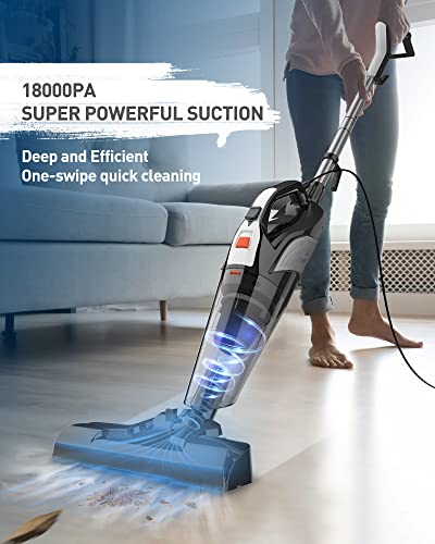 Hihhy Stick-Vacuum Cleaner-Corded Small-Handheld Vacuum - Lightweight Electric Brooms, 18Kpa Powerful Suction 4-in-1 Portable 600W Bagless Mini Hand Vac for Home Pet Hair Hard Wood Floor