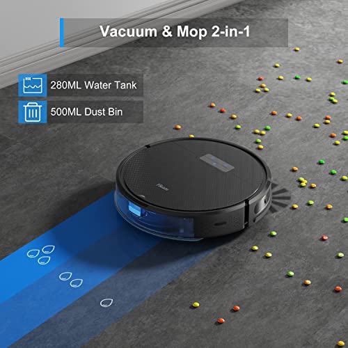 Tikom G8000 Pro Robot Vacuum and Mop Combo, 4500Pa Suction, 150Mins Max, Robotic Vacuum Cleaner with Self-Charging, Quiet, APP&Voice Control, Ideal for Pet Hair, Carpet, Hard Floor, Black