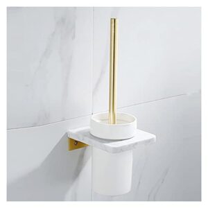 qintex bathroom accessories set brushed gold bathroom shelf,towel rack,towel hanger paper holder,toilet brush holder marble and brass (color : toilet brush)