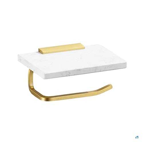 QINTEX Bathroom Accessories Set Brushed Gold Bathroom Shelf,Towel Rack,Towel Hanger Paper Holder,Toilet Brush Holder Marble and Brass (Color : Toilet Brush)