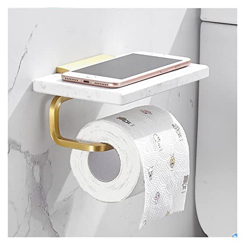 QINTEX Bathroom Accessories Set Brushed Gold Bathroom Shelf,Towel Rack,Towel Hanger Paper Holder,Toilet Brush Holder Marble and Brass (Color : Toilet Brush)