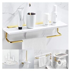 QINTEX Bathroom Accessories Set Brushed Gold Bathroom Shelf,Towel Rack,Towel Hanger Paper Holder,Toilet Brush Holder Marble and Brass (Color : Toilet Brush)