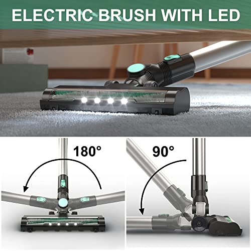 PRETTYCARE Cordless Vacuum Cleaner, 180W Powerful Suction Stick Vacuum with 35min Long Runtime Detachable Battery, 6 in 1 Lightweight Quiet Vacuum Cleaner Perfect for Hardwood Floor Pet Hair