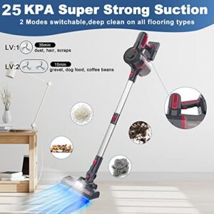 Cordless Vacuum Cleaner, Cordless Vacuum with 25Kpa Super Suction, 210W Brushless Motor 4-in-1 Powerful Lightweight Vacuum Cleaner, Up to 35 Mins Runtime, for Home Hard Floor Carpet Pet Hair