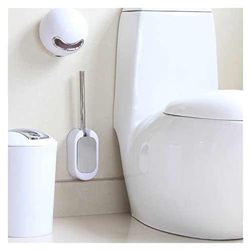 Bathroom Wall Mount Punch Free Storage Box Cleaning Long Handle Modern Toilet Brush Set Home Bathroom Accessories (Color : White)