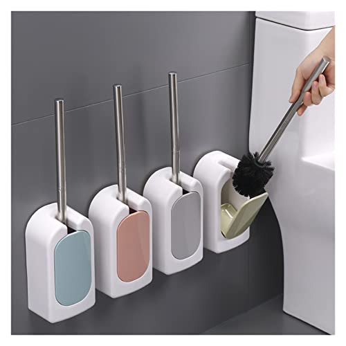 1Pc Creative Wall-Mounted Semi-Automatic Toilet Brush Set Household Soft Bristles Bathroom Cleaning Kit Bathroom Accessories (Color : Gray)