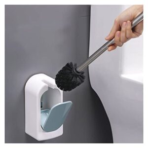 1Pc Creative Wall-Mounted Semi-Automatic Toilet Brush Set Household Soft Bristles Bathroom Cleaning Kit Bathroom Accessories (Color : Gray)