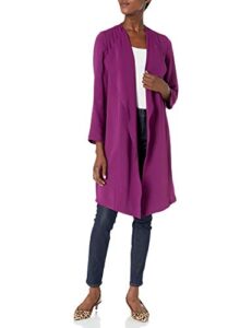 nine west women’s soft crepe duster, wild plum, l