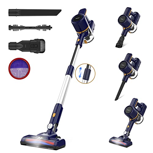 POWEART Cordless Vacuum Cleaner, 6 in 1 Multifunction Cordless Stick Vacuum, 2200mAh Vacuum Cleaner Rechargeable, Lightweight Vacuum Cleaner Hardwood Floor Pet Hair Home