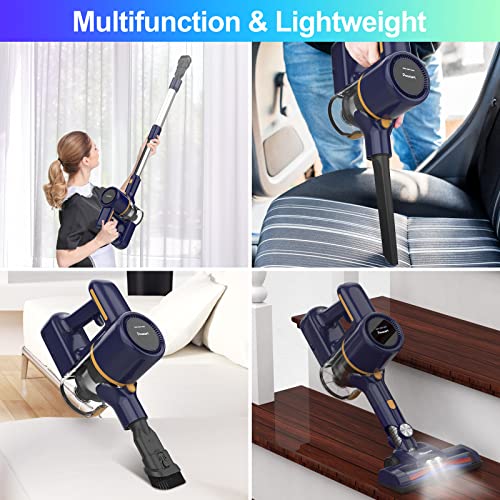 POWEART Cordless Vacuum Cleaner, 6 in 1 Multifunction Cordless Stick Vacuum, 2200mAh Vacuum Cleaner Rechargeable, Lightweight Vacuum Cleaner Hardwood Floor Pet Hair Home