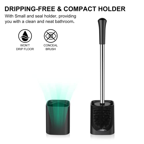 SetSail Toilet Brush, Toilet Bowl Brush and Holder, Compact Size Toilet Brushes for Bathroom with Holder 2 Pack Small Size Toilet Cleaner Scrubber for Bathroom Deep Cleaning Space Saving for Storage