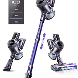 Voweek Cordless Vacuum Cleaner, 250W Powerful Stick Vacuum, 6 in 1 Lightweight Vacuum Cleaner with 3 Modes, LED Display, 40Mins Runtime Handheld Vacuum for Home Pet Hair Car