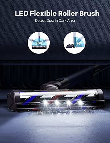 Voweek Cordless Vacuum Cleaner, 250W Powerful Stick Vacuum, 6 in 1 Lightweight Vacuum Cleaner with 3 Modes, LED Display, 40Mins Runtime Handheld Vacuum for Home Pet Hair Car