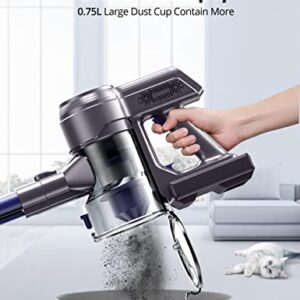 Voweek Cordless Vacuum Cleaner, 250W Powerful Stick Vacuum, 6 in 1 Lightweight Vacuum Cleaner with 3 Modes, LED Display, 40Mins Runtime Handheld Vacuum for Home Pet Hair Car