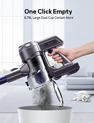 Voweek Cordless Vacuum Cleaner, 250W Powerful Stick Vacuum, 6 in 1 Lightweight Vacuum Cleaner with 3 Modes, LED Display, 40Mins Runtime Handheld Vacuum for Home Pet Hair Car