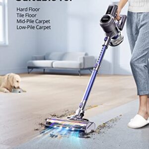 Voweek Cordless Vacuum Cleaner, 250W Powerful Stick Vacuum, 6 in 1 Lightweight Vacuum Cleaner with 3 Modes, LED Display, 40Mins Runtime Handheld Vacuum for Home Pet Hair Car