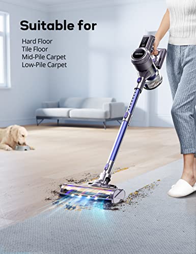 Voweek Cordless Vacuum Cleaner, 250W Powerful Stick Vacuum, 6 in 1 Lightweight Vacuum Cleaner with 3 Modes, LED Display, 40Mins Runtime Handheld Vacuum for Home Pet Hair Car