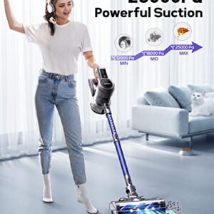 Voweek Cordless Vacuum Cleaner, 250W Powerful Stick Vacuum, 6 in 1 Lightweight Vacuum Cleaner with 3 Modes, LED Display, 40Mins Runtime Handheld Vacuum for Home Pet Hair Car