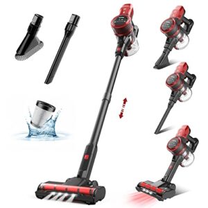 vaclife 25kpa cordless stick vacuum cleaner – cordless vacuum cleaner w/strong suction, household vacuum cleaner for carpet and floor, 6-in-1 wireless vacuum w/led headlights, red (vl732)