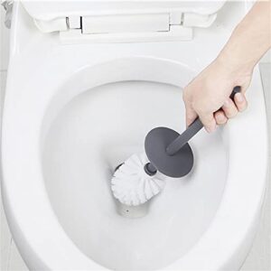 Toilet Brush Vacuum Toilet Dredge Suction Cup Deep Dredge Silicone No-Slip Long Plastic Handle and Flexible Bathroom Toilet Brush Holder Furniture (Color : Grey)