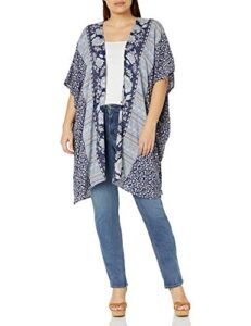 angie womens coat kimono, navy, 1x us