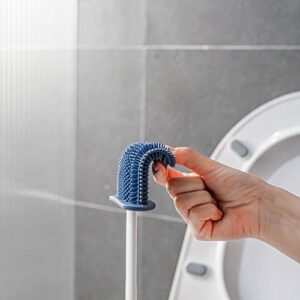 Toilet Brush Wall Mounted Toilet Brush No Dead Brush Silicone Detachable Household Long Handle WC Accessories Bathroom Toilet Brush Holder Furniture (Color : C)