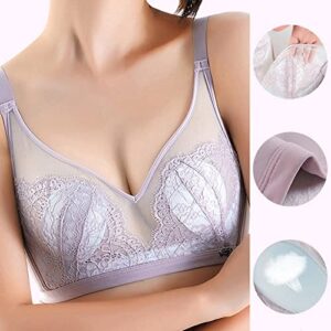 Women Sexy Lace Without Steel Ring Large Size Seamless Full Cup Underwear Strapless Bra for Women (Grey, 42)