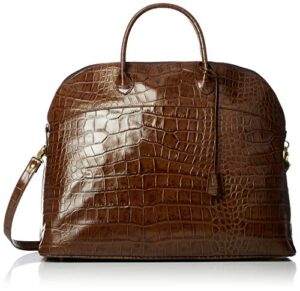 yamochi(ヤモチ) [made in japan real cowhide bugatti shaped bag/crocodile embossed (g-1615), braun