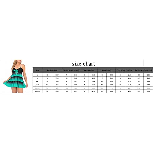 Plus Size Swimming Costume Plump Women Swimwear Tummy Control Full Coverage Ruffled Bohemian Swimdress Swim Suit (Blue, XXXL)