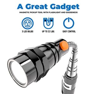 Magnet 3 LED Magnetic Pickup Tool, Telescoping Flexible Extensible Led Flashlights, Perfect Mechanic Pick-up Tools, 4 in 1 Multi Tool, Cool Gadgets Birthday Gifts For Men, Husband, Dad, Father