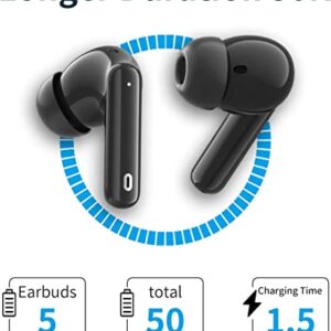 A40 Pro Wireless Earbuds, 50Hrs Playtime Bluetooth Earbuds Built in Noise Cancellation Mic with Charging Case, Bluetooth Headphones with Stereo Sound, IPX7 Waterproof Ear buds for iPhone and Android