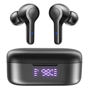 mozoter bluetooth 5.3 wireless earbuds,deep bass loud sound clear call noise cancelling with 4 microphones in-ear headphones with wireless charging case compatible for iphone android,workout