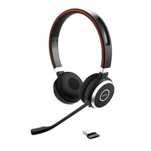 jabra evolve 65 ms wireless headset, stereo – includes link 370 usb adapter – bluetooth headset with industry-leading wireless performance, advanced noise-cancelling microphone, all day battery