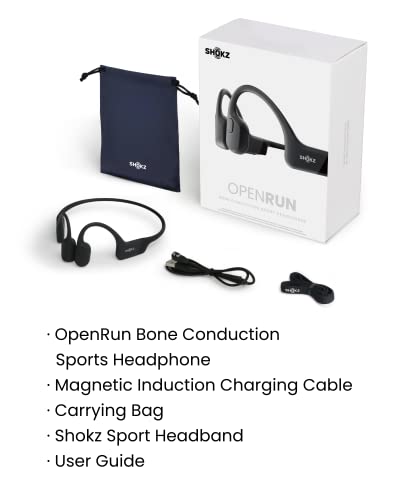 SHOKZ OpenRun (AfterShokz Aeropex) - Open-Ear Bluetooth Bone Conduction Sport Headphones - Sweat Resistant Wireless Earphones for Workouts and Running - Built-in Mic, with Headband