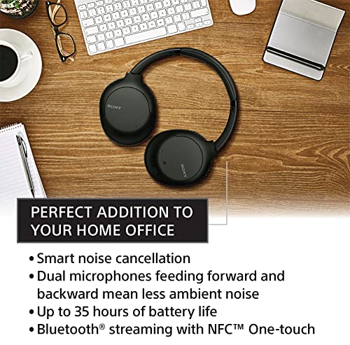 Sony Noise Cancelling Headphones WHCH710N: Wireless Bluetooth Over the Ear Headset with Mic for Phone-Call, Black