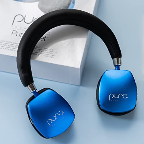 Puro Sound Labs PuroQuiets Volume Limited On-Ear Active Noise Cancelling Bluetooth Headphones – Lightweight Headphones for Kids with Built-in Microphone – Safer Sound Studio-Grade Quality (Dark Blue)