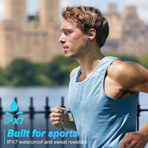 HOJAYK Bluetooth Headphones 60 Hours Playback, Noise Cancelling Wireless Earbuds with LED Battery Display Wireless Charging Case and Over-Ear Waterproof Headphones for Sports Running - Black