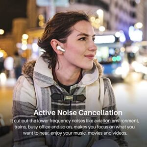 TOZO NC2 Hybrid Active Noise Cancelling Wireless Earbuds, in-Ear Detection Headphones, IPX6 Waterproof Bluetooth 5.2 Stereo Earphones, Immersive Sound Premium Deep Bass Headset, White