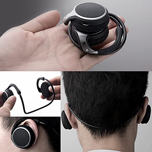 RTUSIA Small Bluetooth Headphones Wrap Around Head - Sports Wireless Headset with Built in Microphone and Crystal-Clear Sound, Foldable and Carried in The Purse, and 12-Hour Battery Life, Black